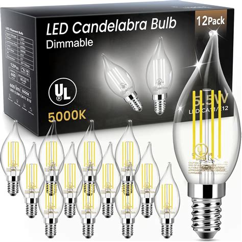 Tjoy Led Candelabra Bulb Dimmable W Equivalent Led Chandelier Light Bulbs W K