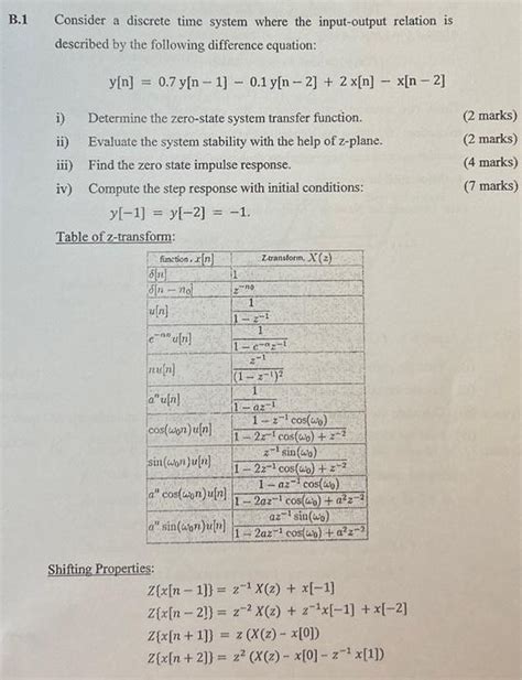 Solved B Consider A Discrete Time System Where The Chegg