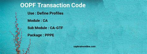 OOPF SAP Tcode For Define Profiles