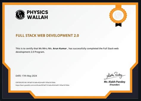 Finished Full Stack Developer Certification Arun Pandey Posted On
