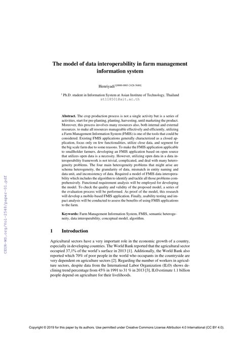 Pdf The Model Of Data Interoperability In Farm Management Information