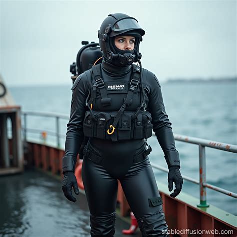 Female Combat Diver In Rubber Suit Stable Diffusion Online