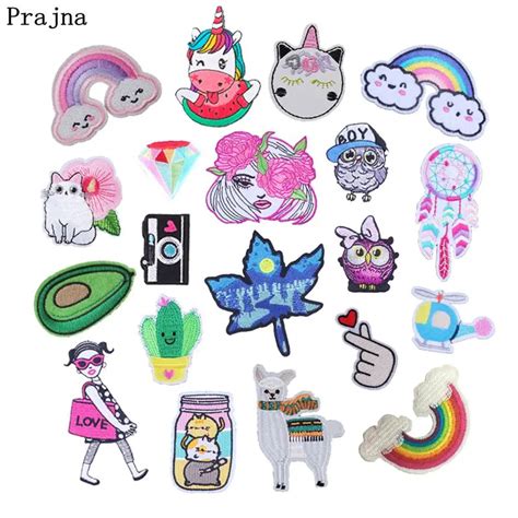 Prajna Мультяшные нашивки в форме единорога радуги для Девочек Кошки железная вышивка патч милые