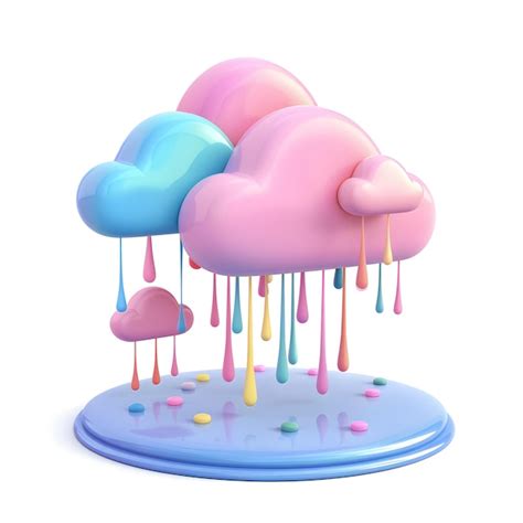 Premium Photo 3d Rendering Rain Icon Toon Style