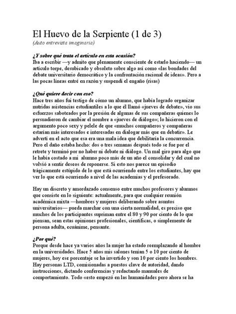 El Huevo De La Serpiente Parte 1 De 3 Pdf