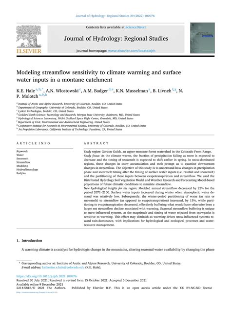 Pdf Modeling Streamflow Sensitivity To Climate Warming And Surface