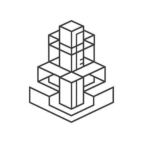 Abstract Geometric Structure With Interlocking Cubes Premium Ai