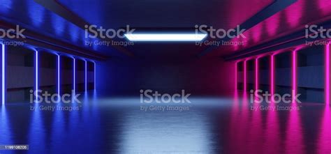 녹색과 분홍색 네온 빛 모양은 콘크리트 배경과 제품을 배치하기위한 검은 색 배경에 0명에 대한 스톡 사진 및 기타 이미지 0명 3차원 형태 Led 조명 Istock