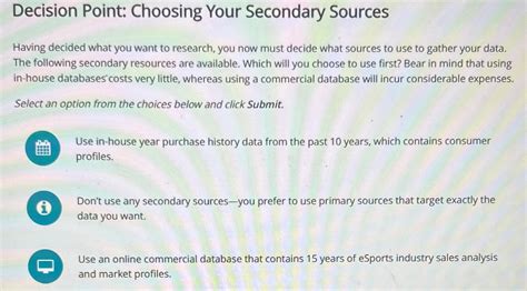 Solved Decision Point Choosing Your Secondary S Solutioninn