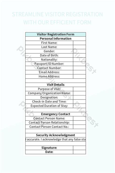 Simplify Guest Registration With Our Streamlined Form Excel Template Free Download Pikbest