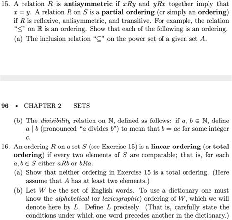 solved 15 a relation r is antisymmetric if xry and yrx