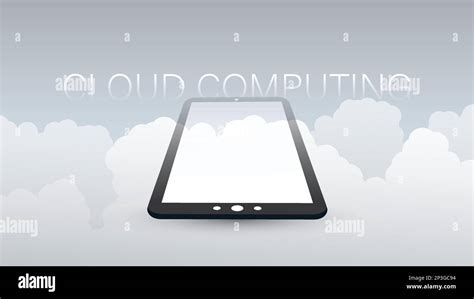 Cloud Computing Design Concept With Tablet Pc And Clouds Digital Network Communication