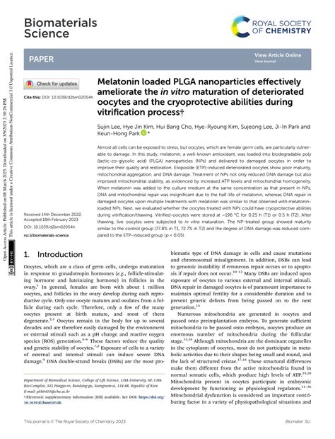 Pdf Melatonin Loaded Plga Nanoparticles Effectively Ameliorate The In