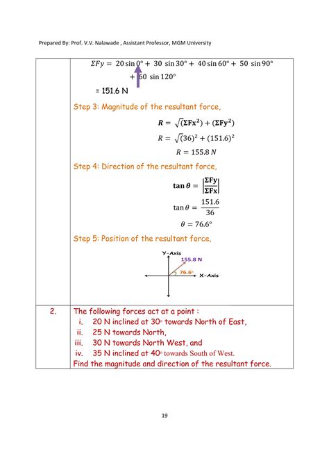 Unit 1 Force System Solved Problems On Force System Pdf