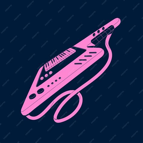 Premium Vector Vintage Grunge Musical Instrument Old Electric Keytar On Belt Guitar With