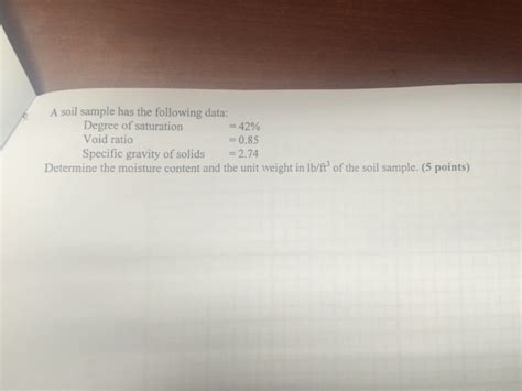 Solved A Soil Sample Has The Following Data Degree Of Chegg