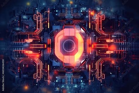 Artificial Intelligence And Humanoid Head With Neural Network Quantum