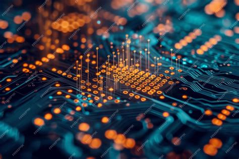 premium photo closeup captures microchip with glowing circuits and
