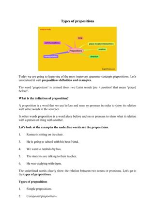 Types Of Prepositions PDF