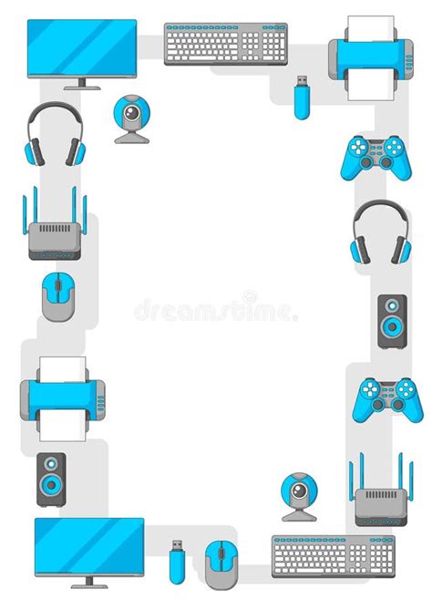 Frame With Computer Equipment Gaming Technology And Work Devices Stock Vector Illustration Of