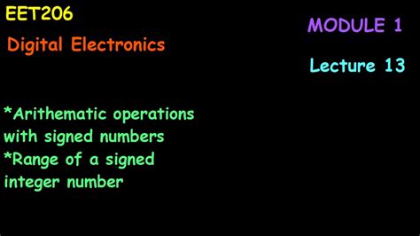 Arithematic Operation With Signed Number Eet 206 Digital Electronics