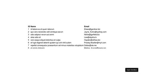 Table Codesandbox