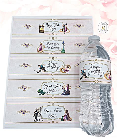 Rapunzel Tangled Birthday Party Water Bottle Editable Label Download