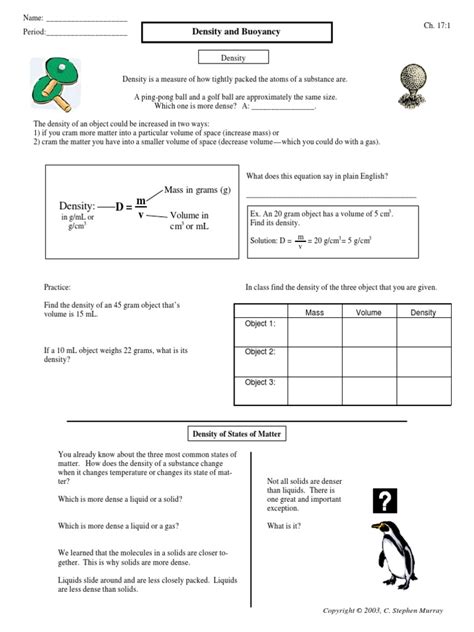 Buoyancy Worksheet Download Free Pdf Buoyancy Density