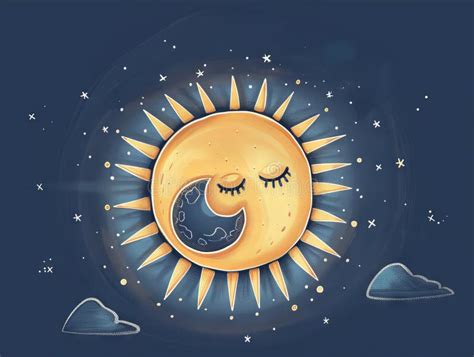 Cute Solar Eclipse Illustration Stock Illustration Illustration Of