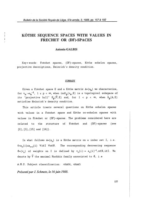Pdf Köthe Sequence Spaces With Values In Fréchet Or Df Spaces