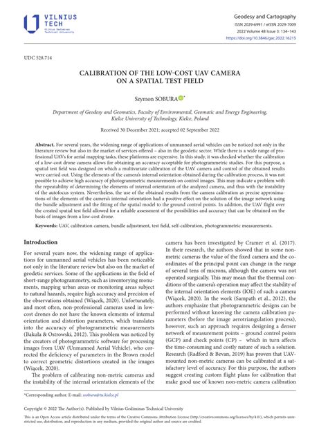 Pdf Calibration Of The Low Cost Uav Camera On A Spatial Test Field