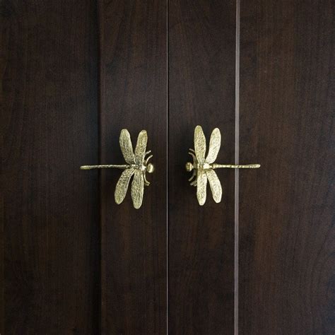Dragonfly Brass Cabinet Knob Solid Brass Drawer Pull Doorknob