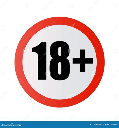 Under 18 Years Prohibition Sign Adults Only Number Eighteen In Red