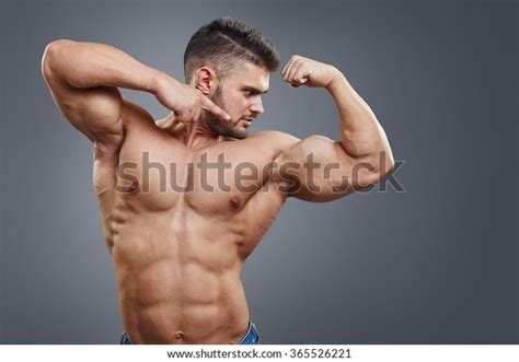 Shirtless Muscular Athletic Man Pointing His Stock Photo Shutterstock