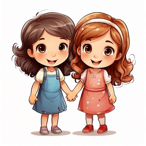 Duas Irmãs Brincando Com Flores Ilustração Imagem Premium Gerada Com Ia