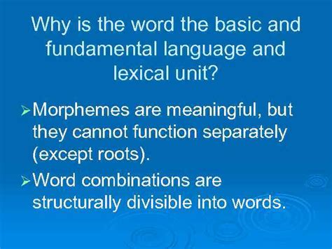 Lecture 2 English Lexical Units Their Characteristics