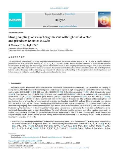 Pdf Strong Couplings Of Scalar Heavy Mesons With Light Axial Vector And Pseudoscalar States In