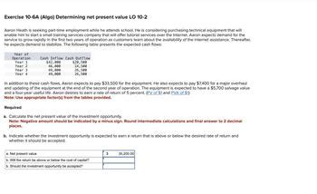Answered Exercise A Algo Determining Net Present Value LO Aaron Heath Is Seeking