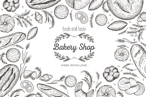베이커리 상위 뷰 프레임입니다 빵 디자인 서식 파일입니다 벡터 일러스트입니다 베이커리가 게 벡터 프레임 빵집에 대한 스톡 벡터 아트 및 기타 이미지 Istock