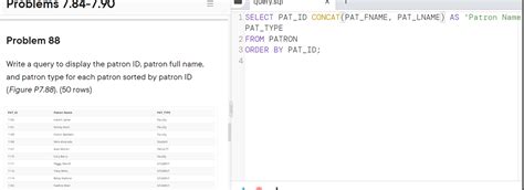 Solved 1 Select Patid Concatpatfname Patlname As