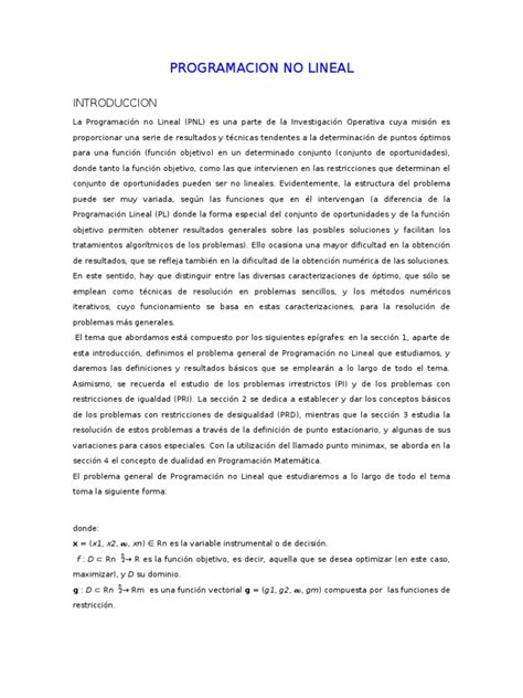 programacion no lineal pdf programacion no lineal optimización