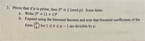 solved 3 prove that if p is prime then 2p≡2 modp some