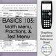 Math Menu Fractions And Test Menu TI Graphing Calculator Reference Sheet