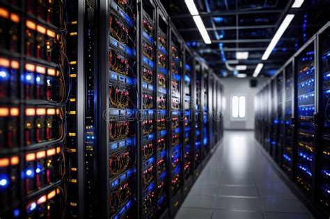 Computer Network Server Room Data Communications Technology Wiring Cables Stock Illustration