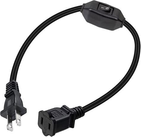 Toptekits 1ft Polarized Indoor Power Extension Cord With On Off Switch Electric Plug Ends 2