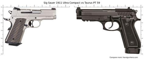 Sig Sauer 1911 Ultra Compact Vs Taurus Pt 59 Size Comparison Handgun Hero
