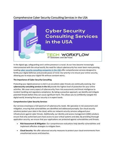 Ppt Cyber Security Consulting Services In The Usa Powerpoint