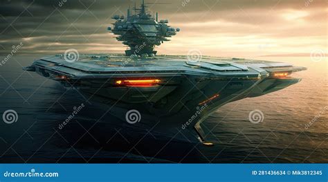 Futuristic Aircraft Carrier Concept Design Stock Illustration Illustration Of Modern