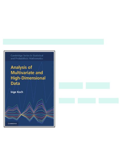 Analysis Of Multivariate And High Dimensional Data Available Instanly
