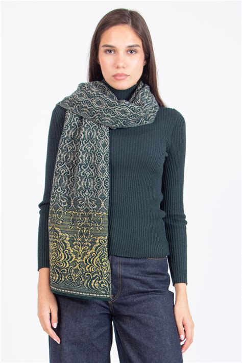 Ivko Scarf In Forest Green Discover The Warmth Of Ornamental Luxury